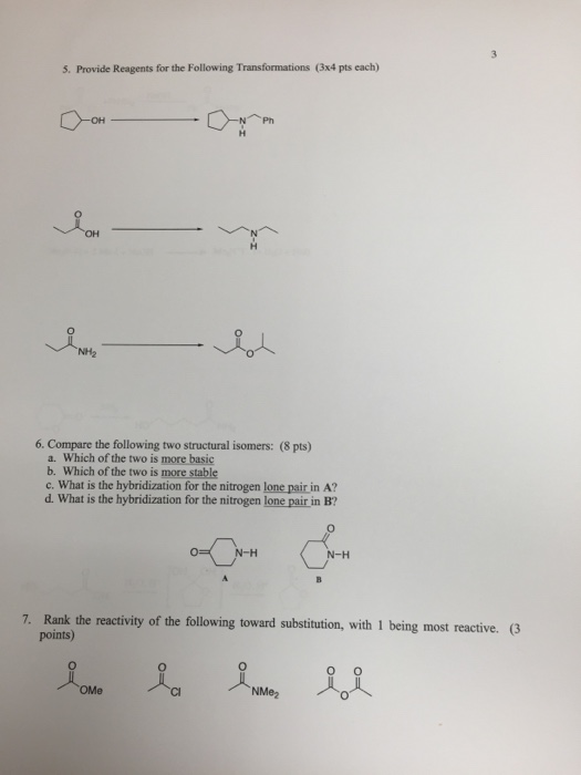 Solved 5. Provide Reagents for the following Transformations | Chegg.com