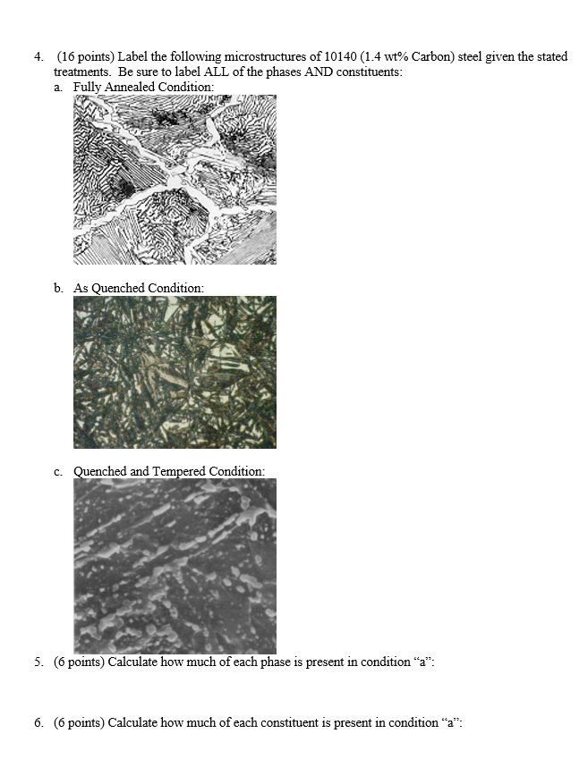 Solved 16 points) Label the following microstructures of | Chegg.com
