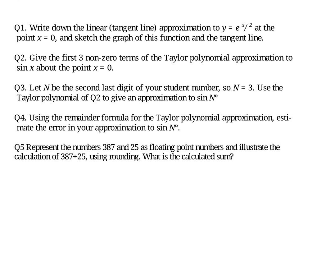 Solved Q1. Write down the linear (tangent line) | Chegg.com