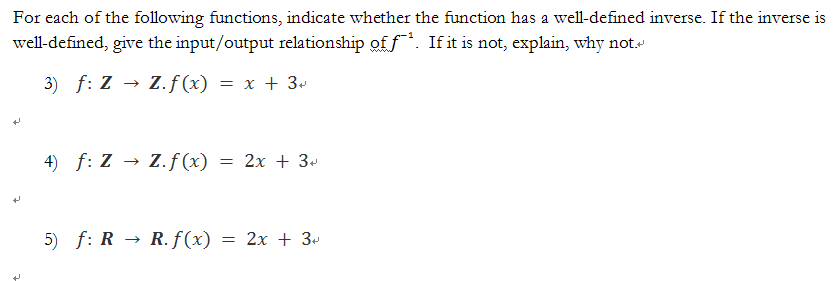 Solved For each of the following functions, indicate whether | Chegg.com