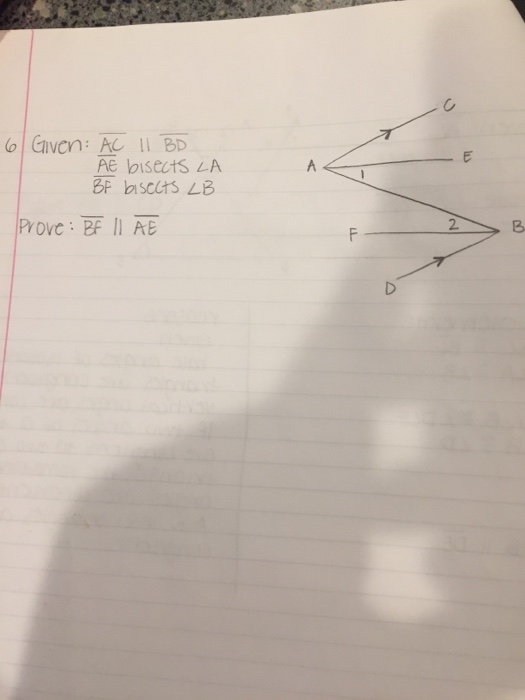 Solved AE bisects LA Prove EF II AE 2. | Chegg.com