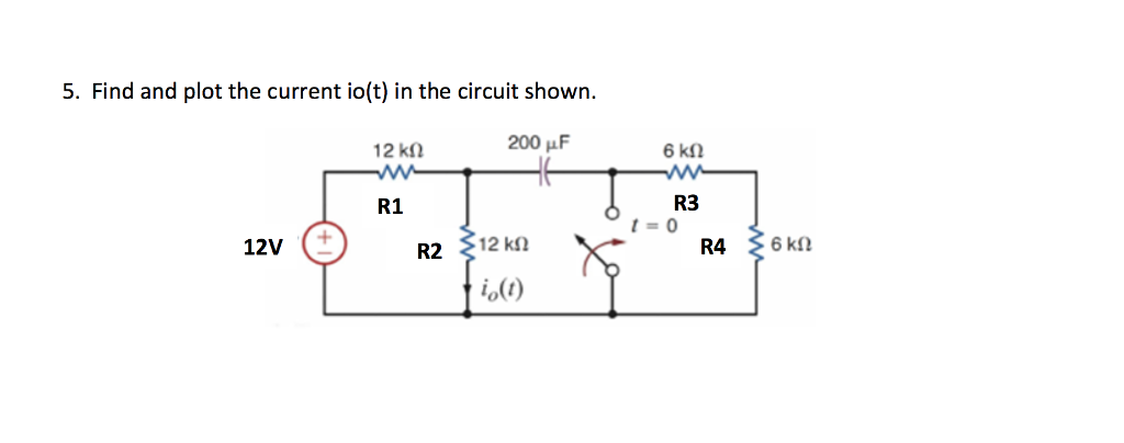 Solved 5. Find and plot the current io(t) in the circuit | Chegg.com