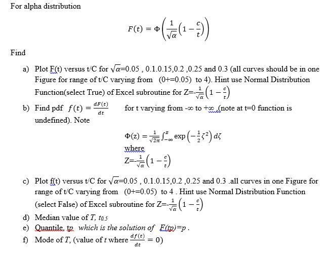 Solved For alpha distribution F(t)-G(1-t) Find Plot F(t) | Chegg.com