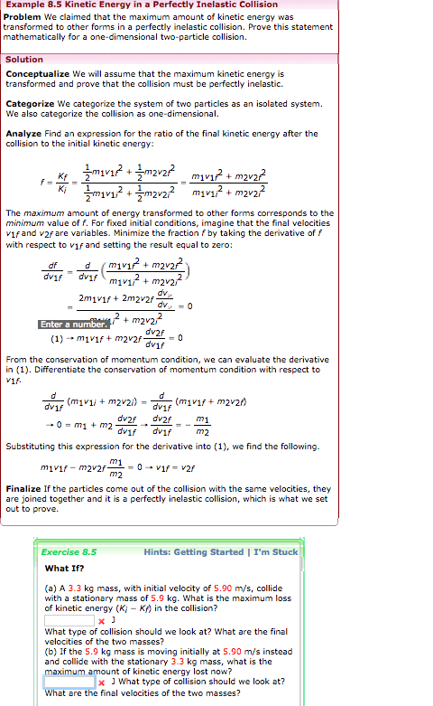 Solved Example 8.5 Kinetic Energy in a Perfectly Inelastic | Chegg.com