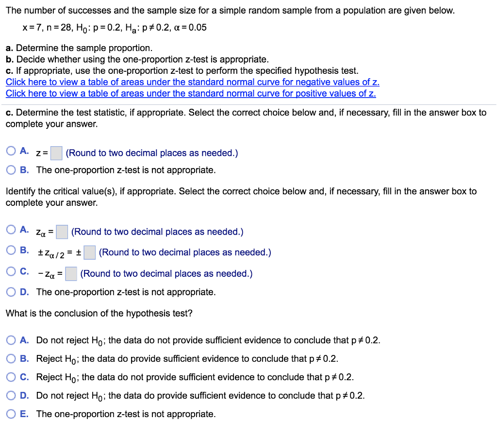 Solved The number of successes and the sample size for a | Chegg.com