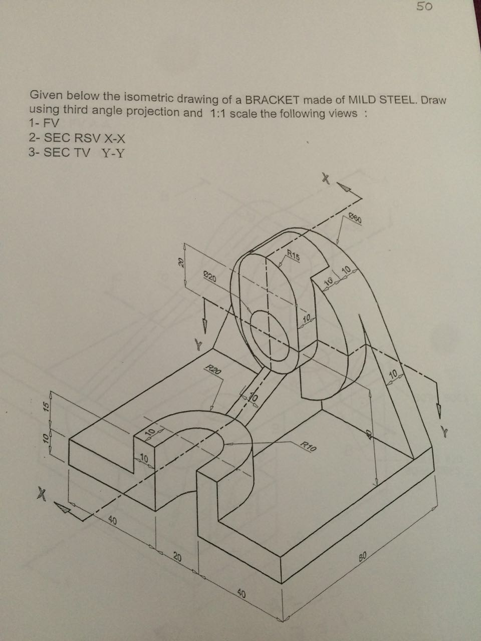 Solved Given below the isometric drawing of a BRACKET made | Chegg.com