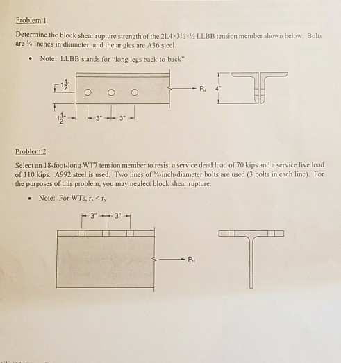 Solved Problem 1 Determine the block shear rupture strength | Chegg.com