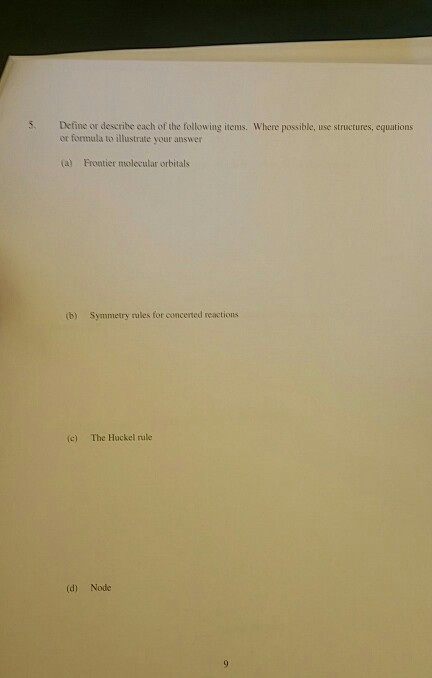 Solved 5. Define or describe each of the following items. | Chegg.com