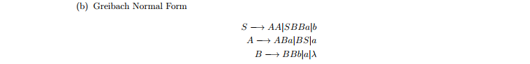 Solved (b) Greibach Normal Form | Chegg.com