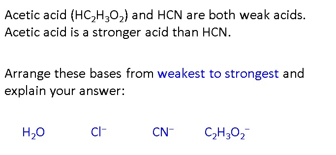 Solved Acetic acid (HC2H302) and HCN are both weak acids. | Chegg.com