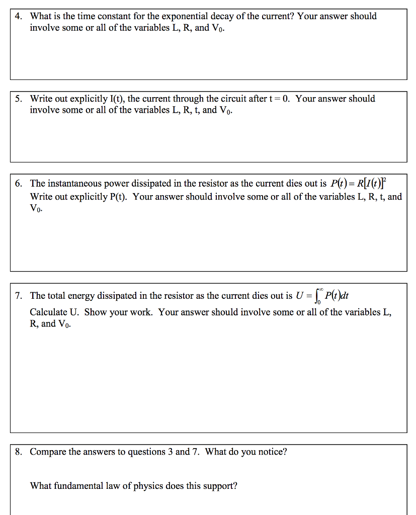 Solved What is the time constant for the exponential decay | Chegg.com