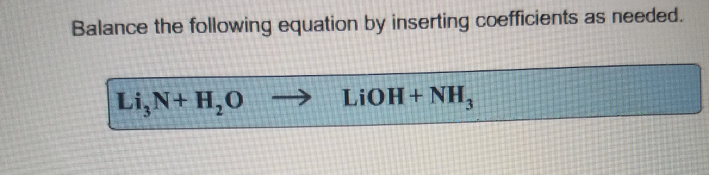 Solved Balance the following equation by inserting | Chegg.com