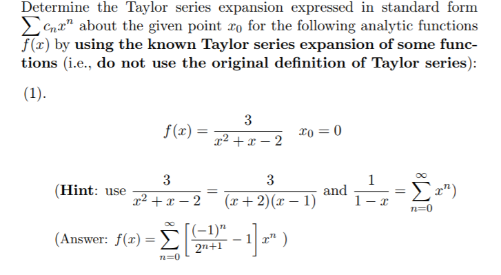 Solved Determine the Taylor series expansion expressed in | Chegg.com