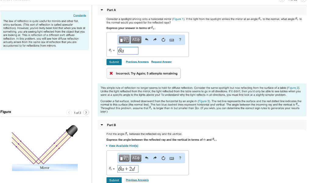 Solved Part A Constants Consider a spotlight shining onto a | Chegg.com