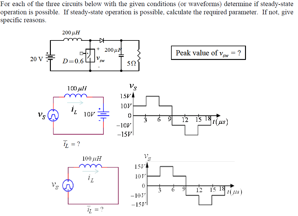 Solved For each of the three circuits below with the given | Chegg.com