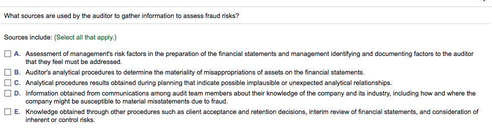 Solved What sources are used by the auditor to gather | Chegg.com