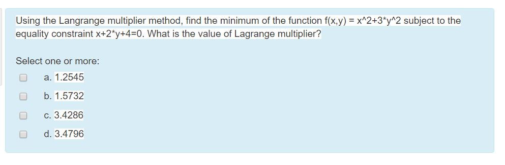 Solved Using the Langrange multiplier method, find the | Chegg.com
