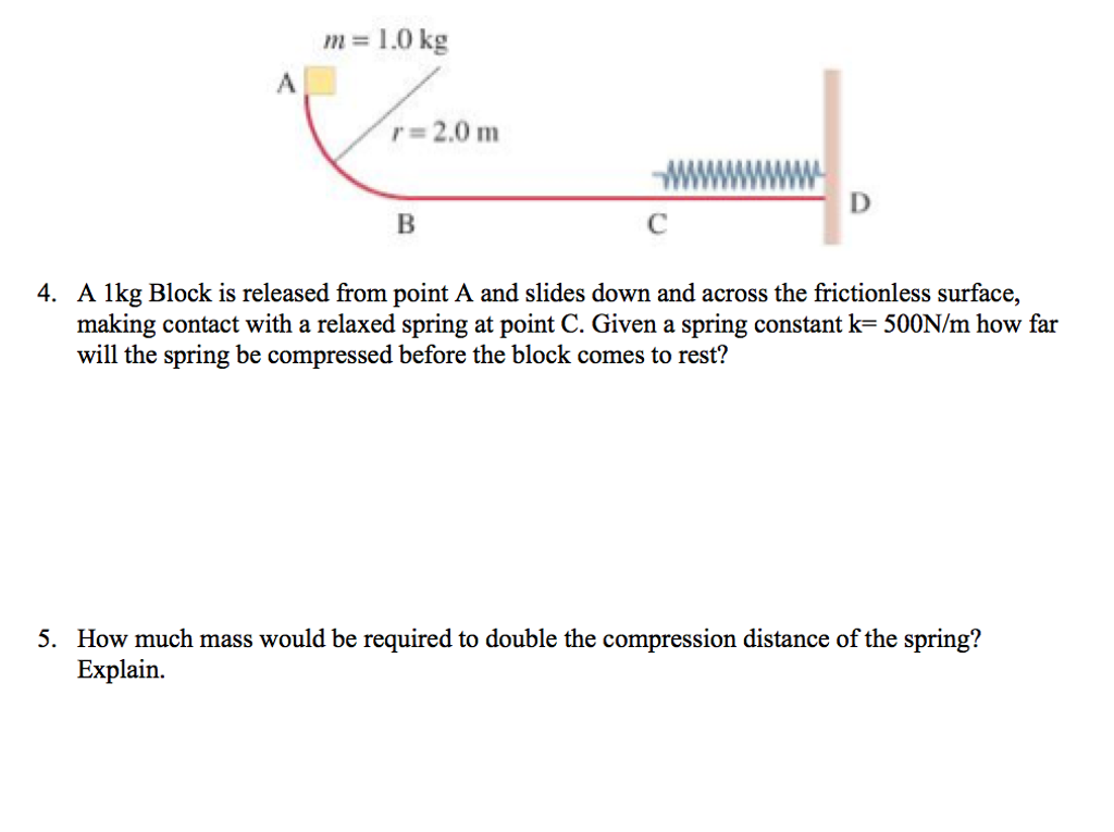 Solved A 1 kg Block is released from point A and slides | Chegg.com