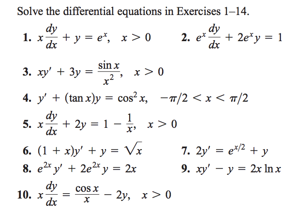 Solved Solve the differential equations in Exercises 1 - 14. | Chegg.com