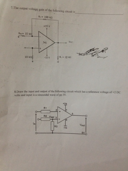Solved The output voltage gain of the following circuit is | Chegg.com