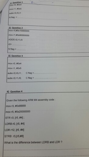 Solved mov ro*0x10000000 ADOS m2, 1.0 N flag mow ro, aox4 | Chegg.com