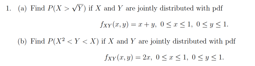 Solved I. (a) Find P(X 〉 y) if X and y are jointly | Chegg.com