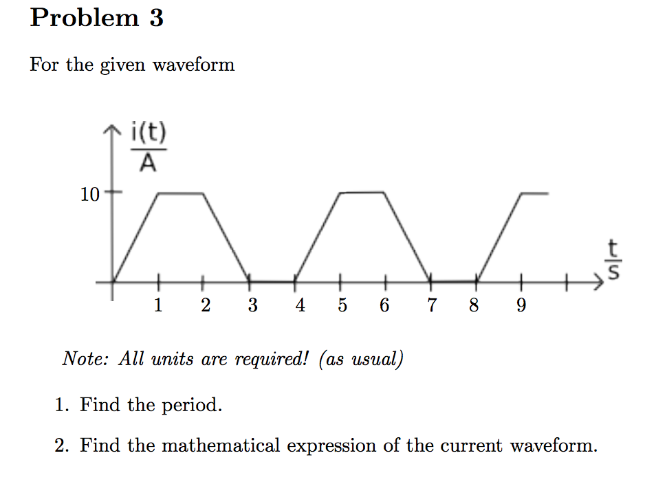 Solved Problem 3 For the given waveform Note: All units are | Chegg.com