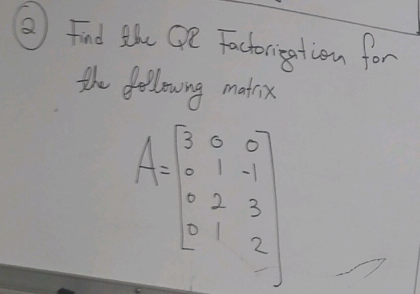 Solved Find The Qr Factorization For The Following Matrix