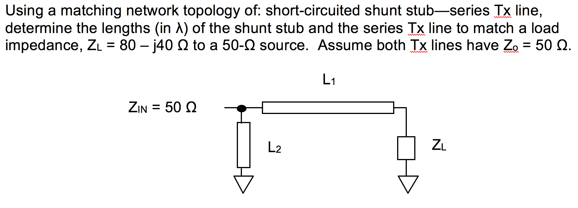 Solved Using a matching network topology of: short-circuited | Chegg.com