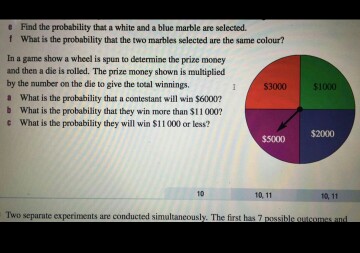Solved Find the probability that a white and a blue marble | Chegg.com