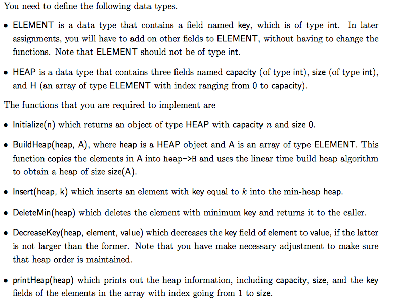 Solved You need to define the following data types. ELEMENT | Chegg.com