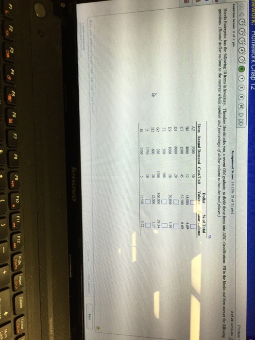 Solved Boreki Enterprise has the following 10 items in | Chegg.com