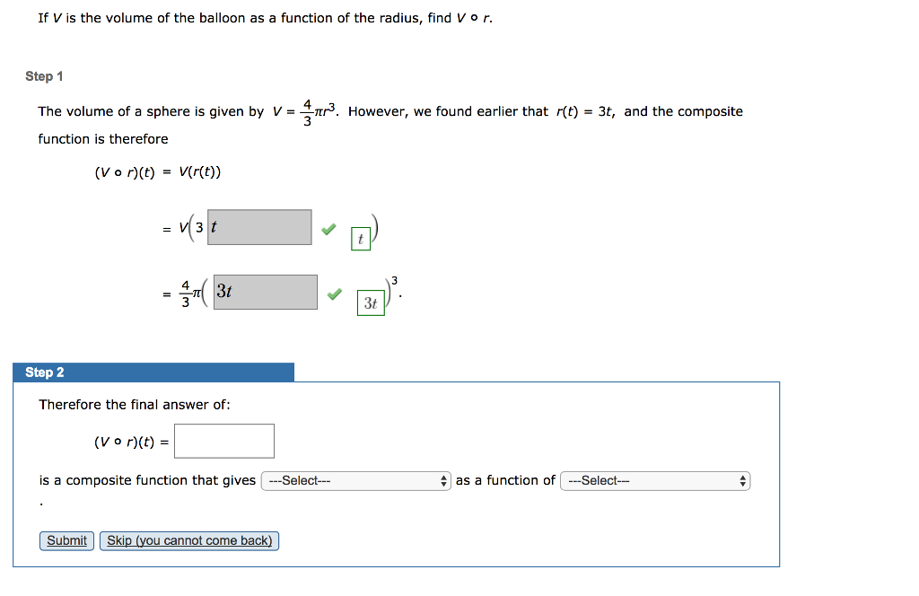 Solved If V is the volume of the balloon as a function of | Chegg.com