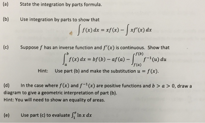 Solved State the integration by parts formula. Use | Chegg.com