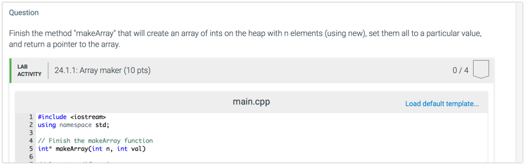 Solved Question Finish the method "makeArray" that will | Chegg.com