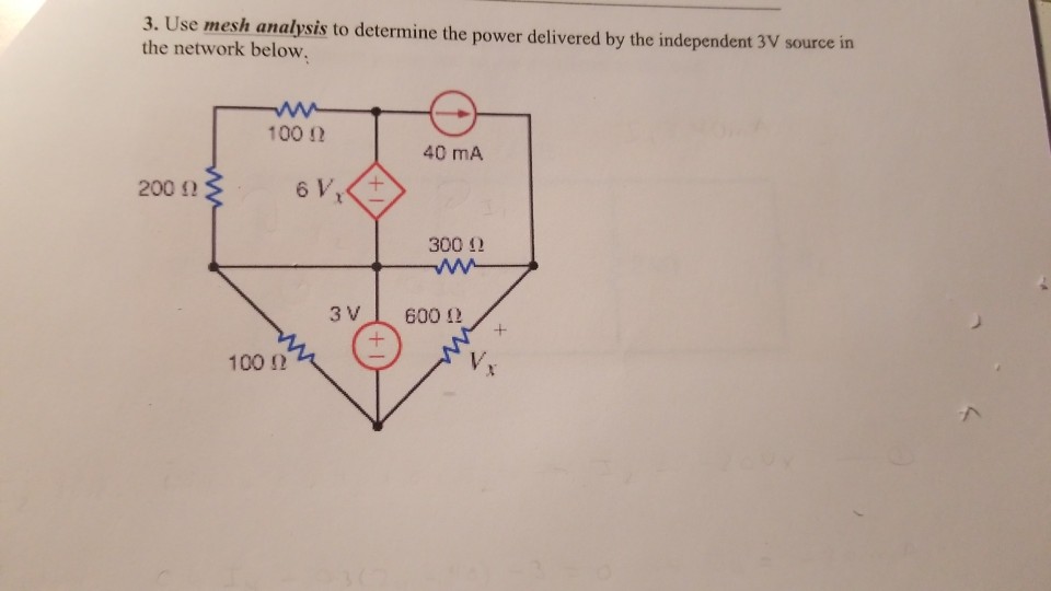 Solved 3. Use mesh analysis to determine the power delivered | Chegg.com