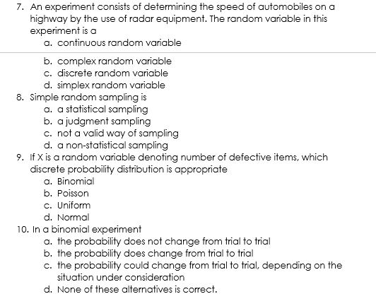 Solved 1. A continuous random variable may assume a. only | Chegg.com