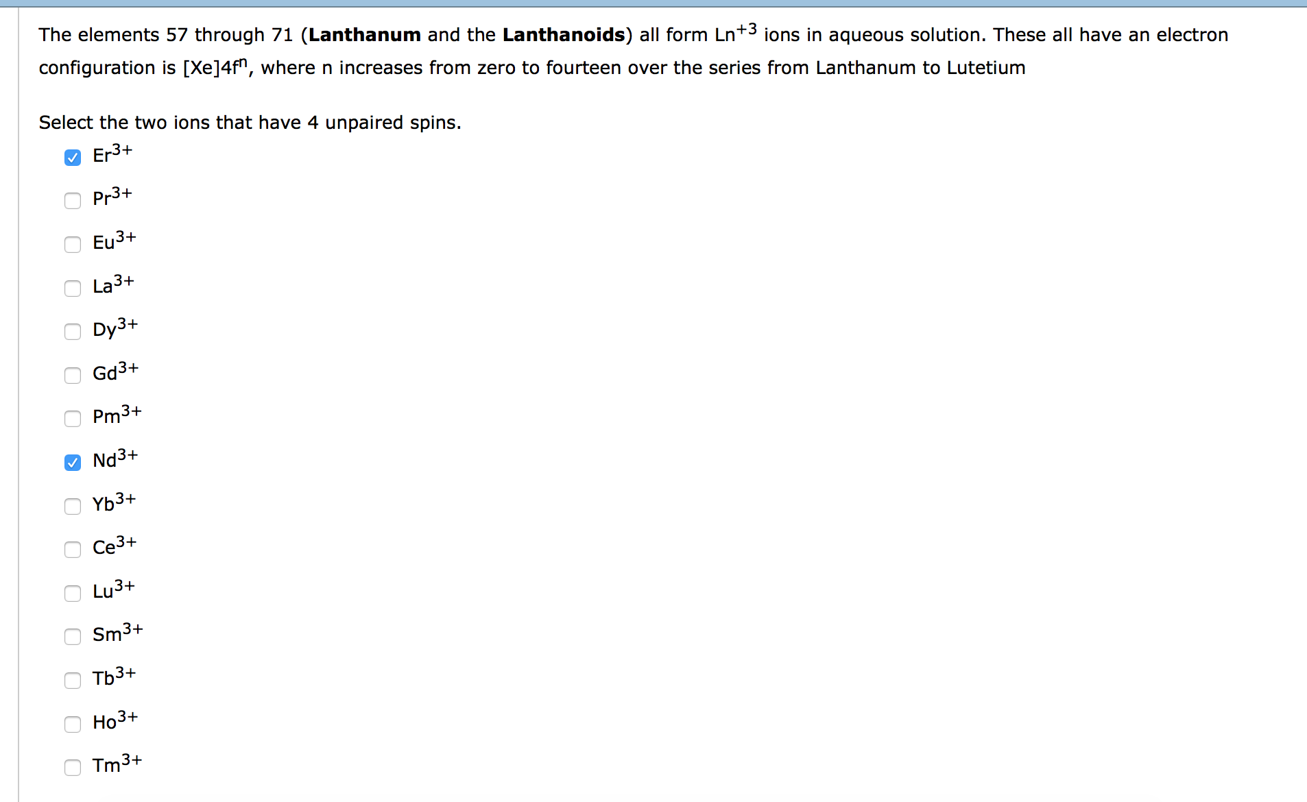 Solved The elements 57 through 71 (Lanthanum and the | Chegg.com