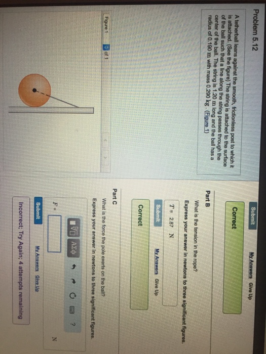 Solved A tether ball leans against the smooth, friction loss | Chegg.com
