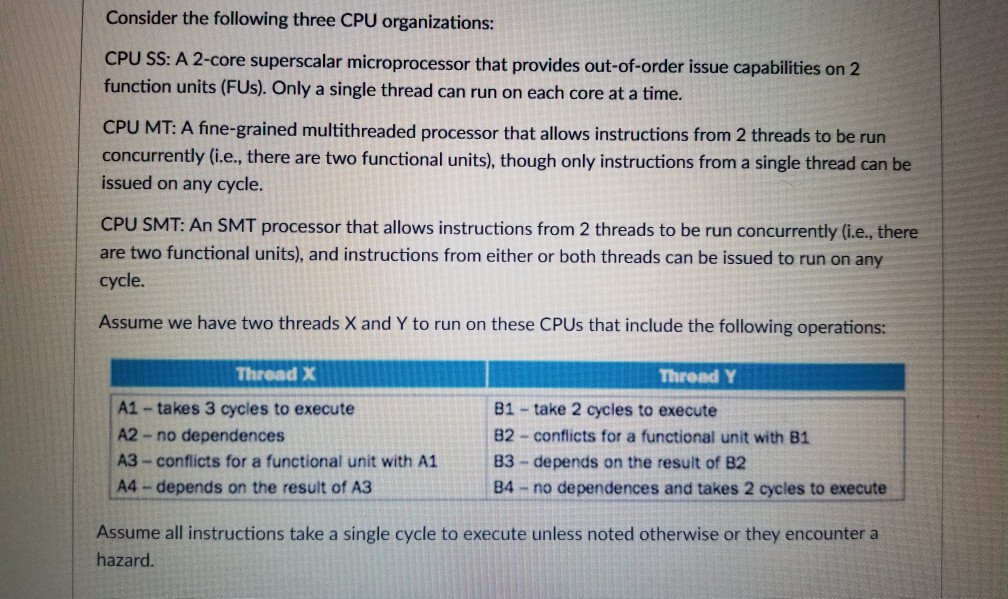 Solved Consider the following three CPU organizations CPU | Chegg.com