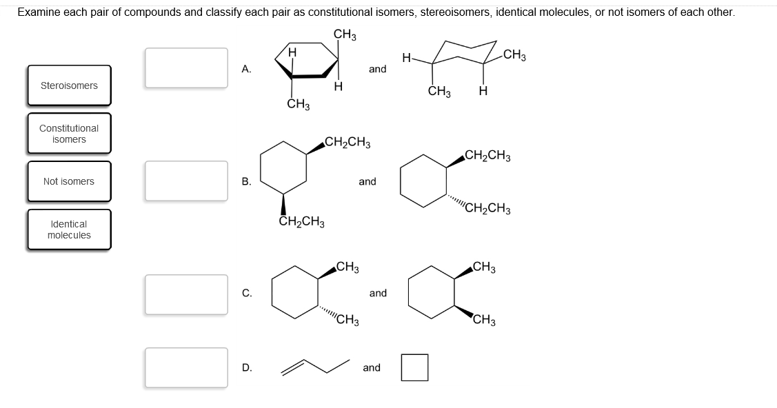 Solved Examine each pair of compounds and classify each pair | Chegg.com