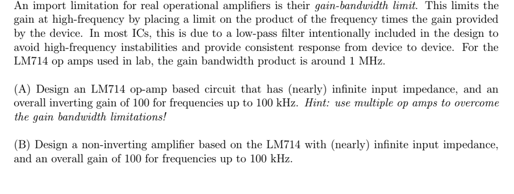 An import limitation for real operational amplifiers | Chegg.com