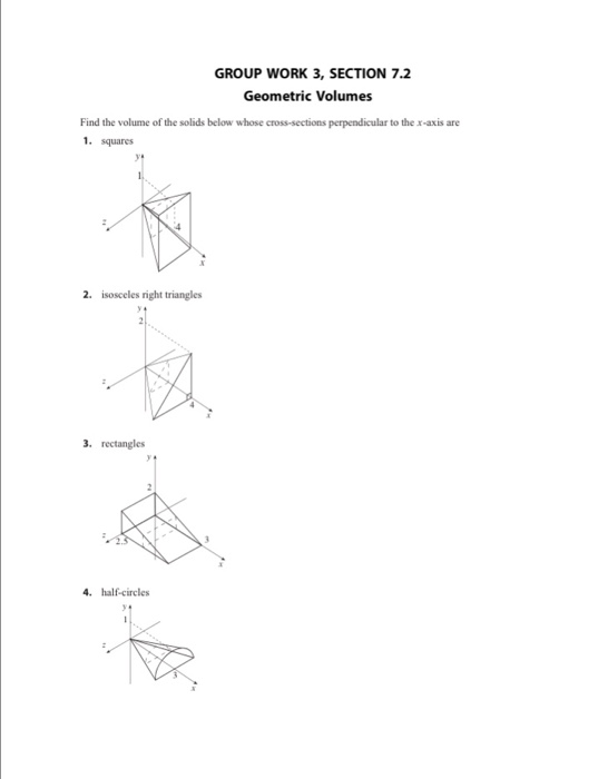 Solved Find the volume of the solids below whose | Chegg.com
