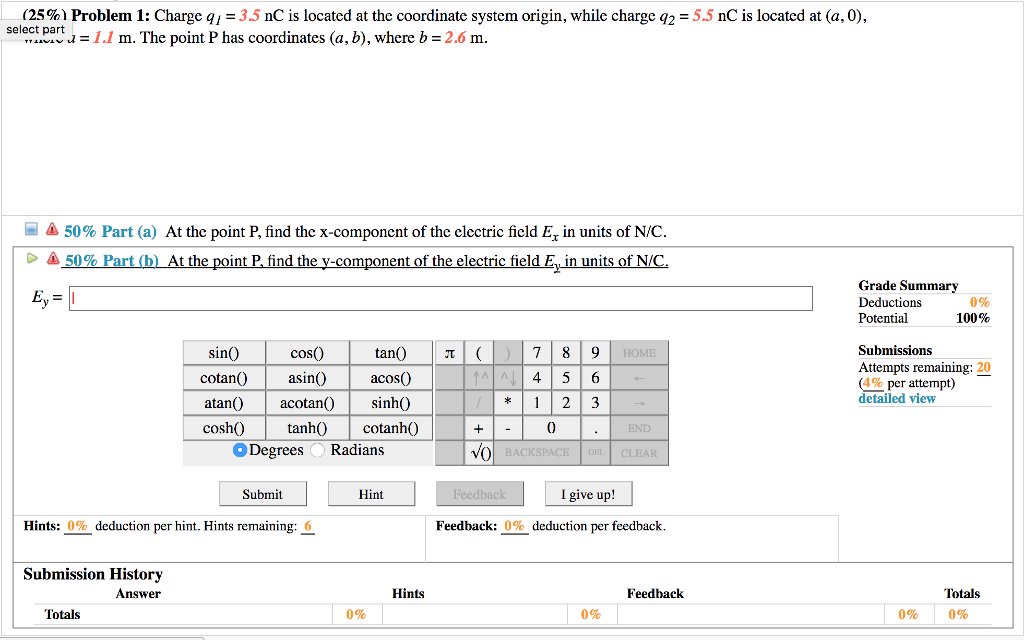 Solved (25%) Problem 1: Charge q1 = 3.5 nC is located at the | Chegg.com