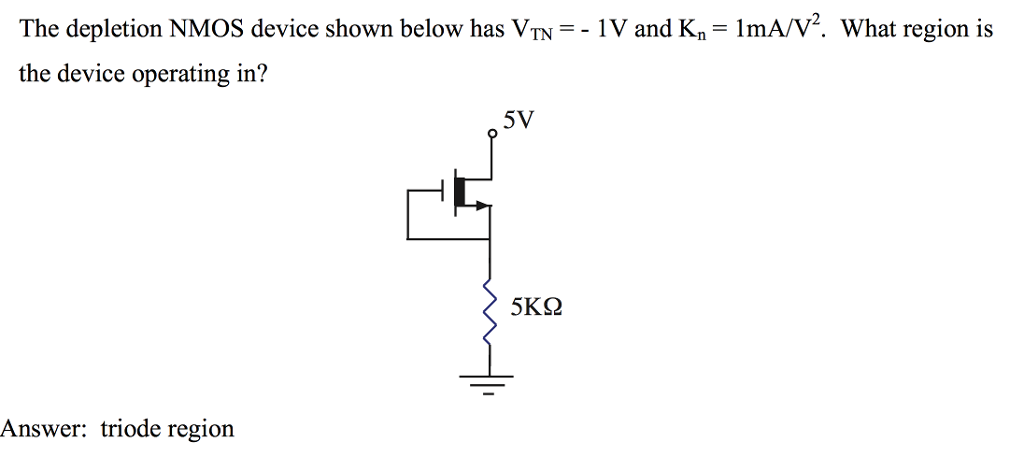 Solved The depletion NMOS device shown below has V_TN = -1V | Chegg.com