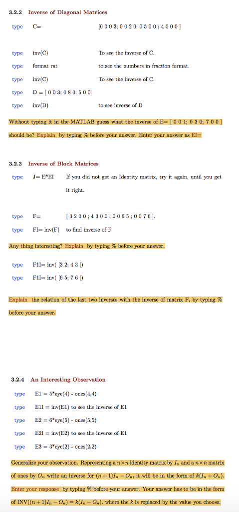 3.2.2 Inverse of Diagonal Matrices type C- 0 00 3; 00 | Chegg.com
