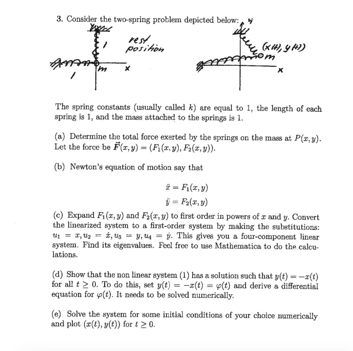 Consider the two-spring problem depicted below: The | Chegg.com
