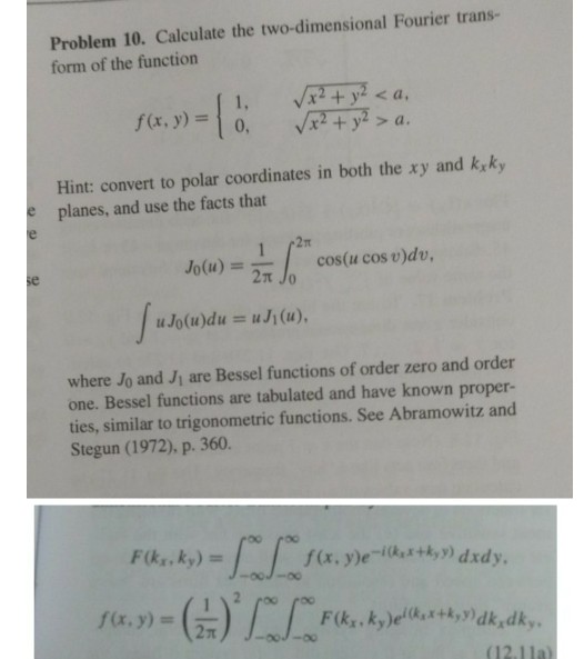 Solved Problem 10. Calculate the two-dimensional Fourier | Chegg.com