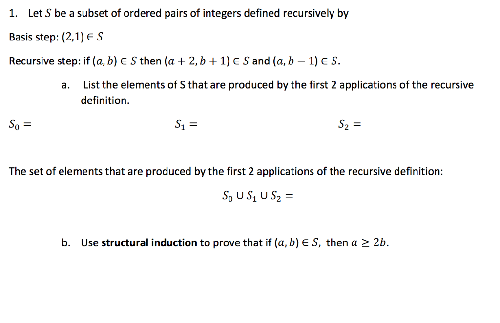 Solved 1. Let S be a subset of ordered pairs of integers | Chegg.com