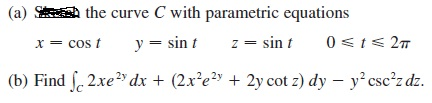 the curve C with parametric equations x = cos t y = | Chegg.com